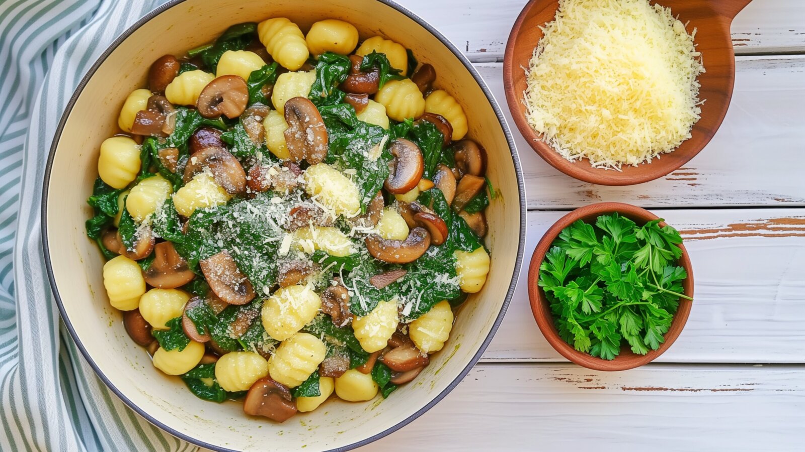 Vegetarische Gnocchi met Spinazie en Champignon-Botersaus recept | eetse