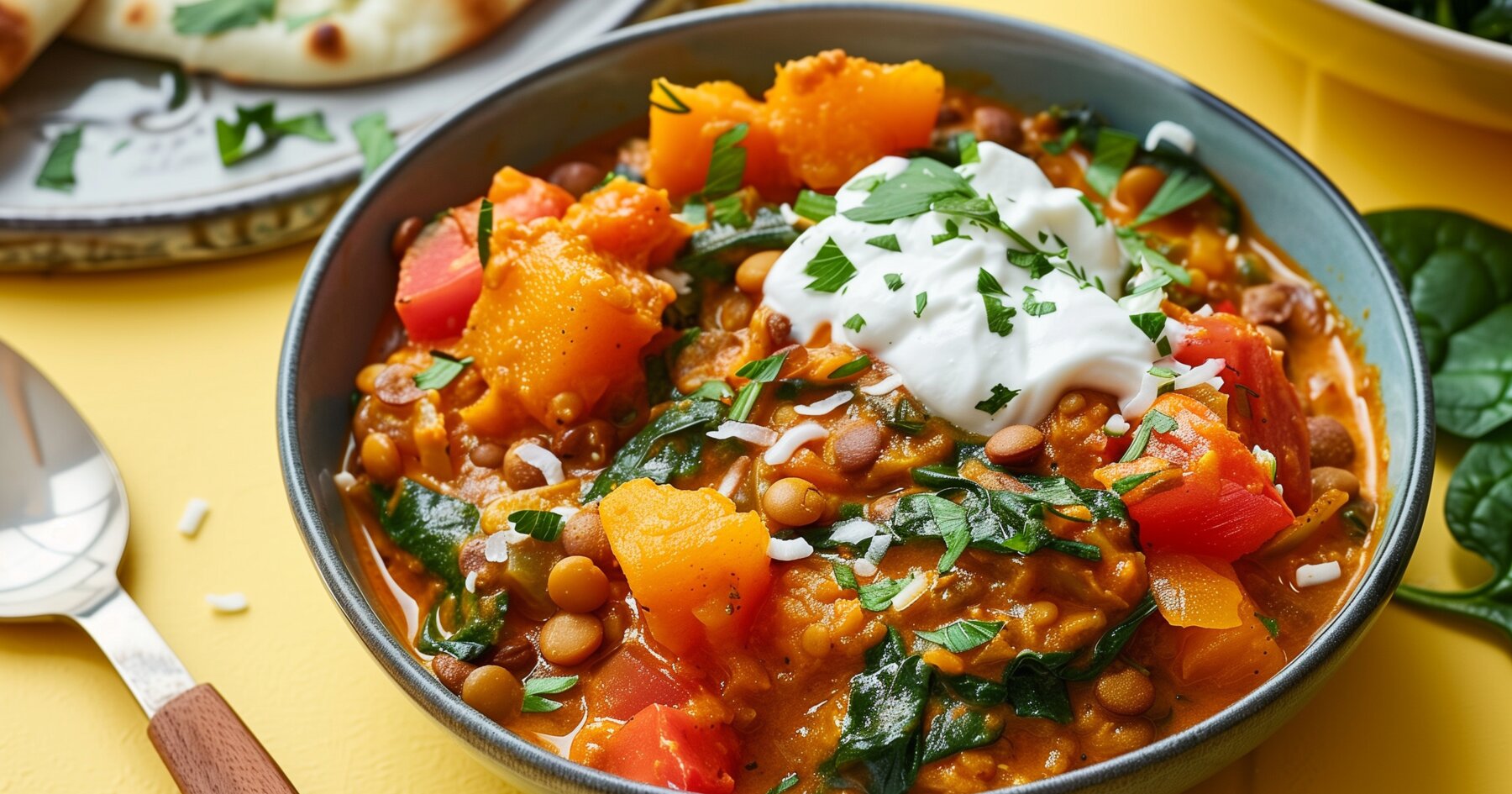 Kokos & Pompoen Dhansak Curry recept | eetse