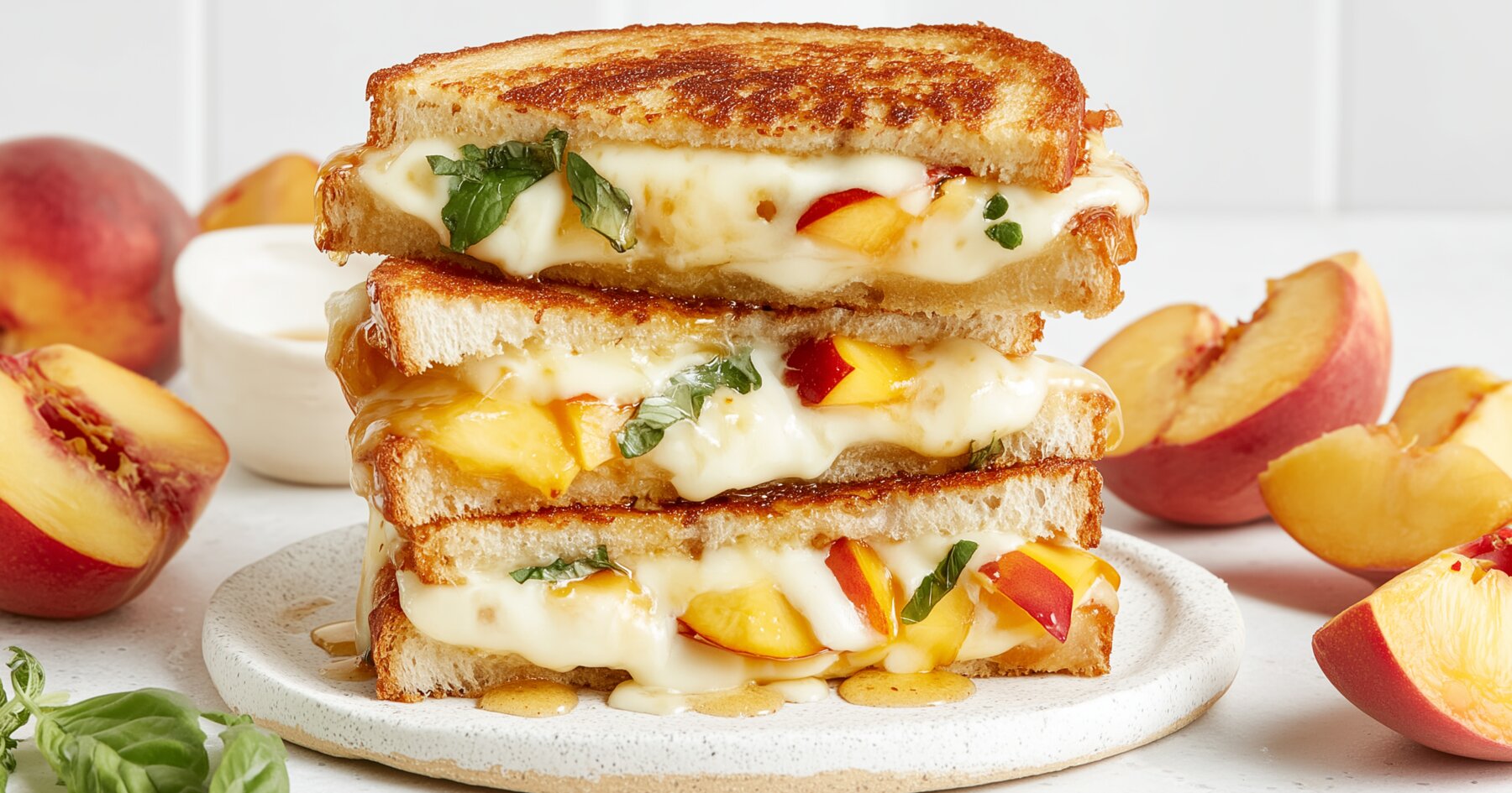 Tosti met perzik, honing en mozzarella recept | eetse